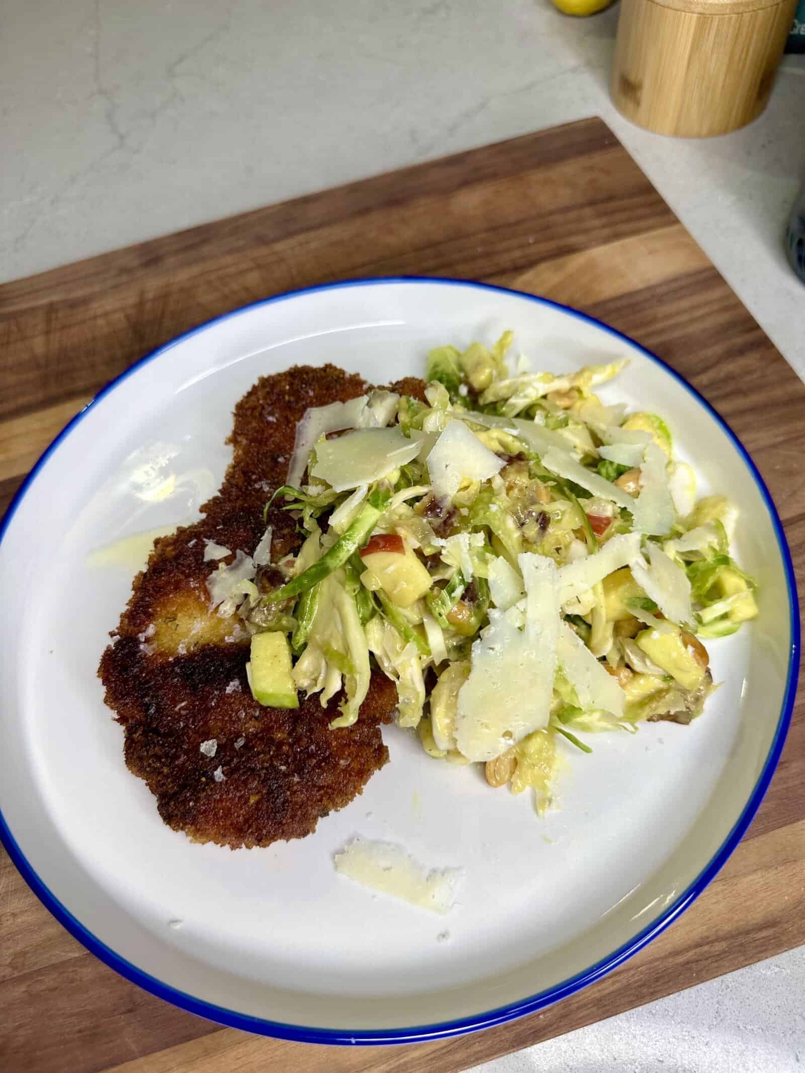 Chicken Thighlets with Shaved Brussel Sprout Salad - Alessandra Ciuffo