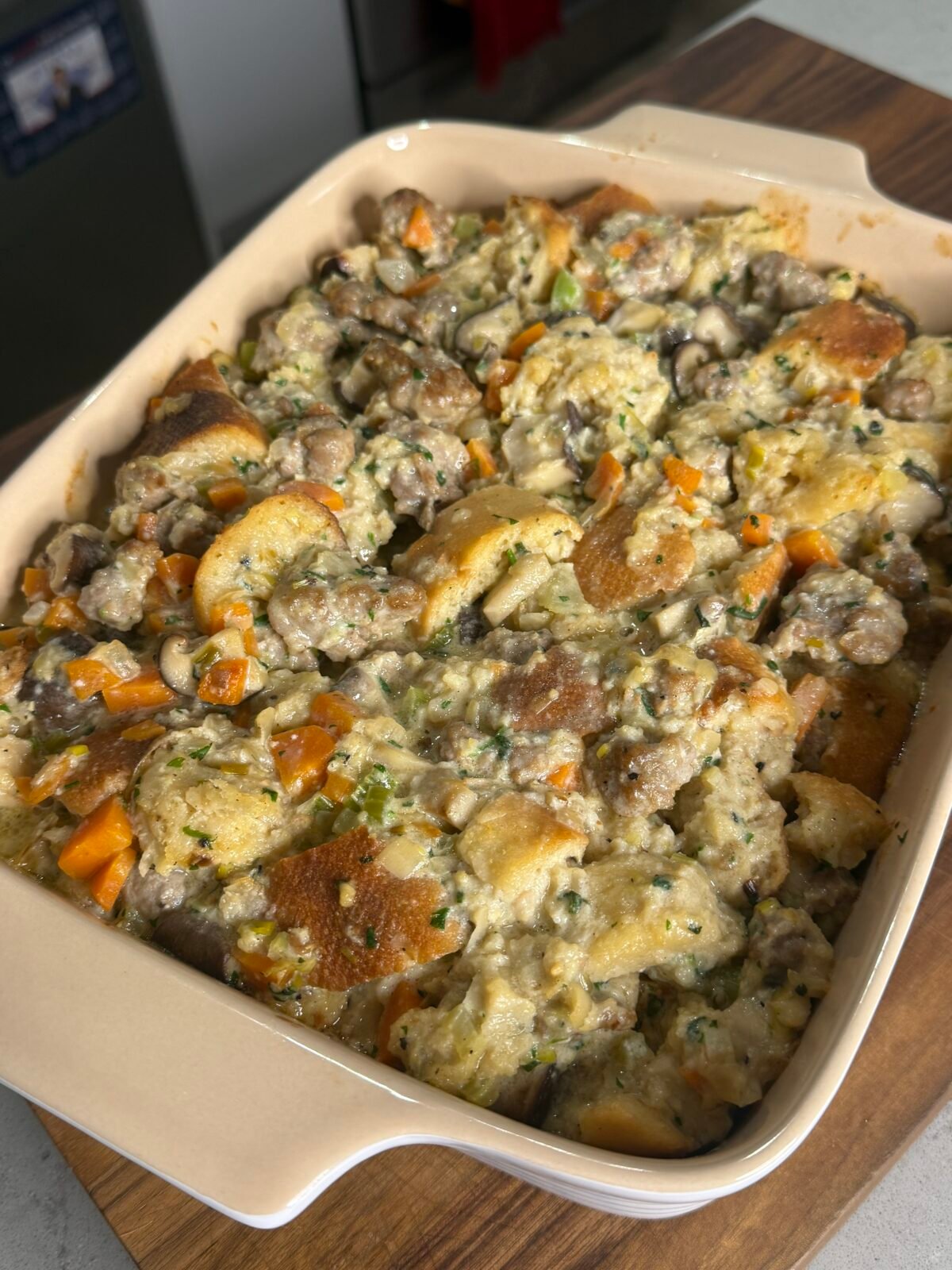 Sausage Leek "Bread Pudding" Stuffing - Alessandra Ciuffo