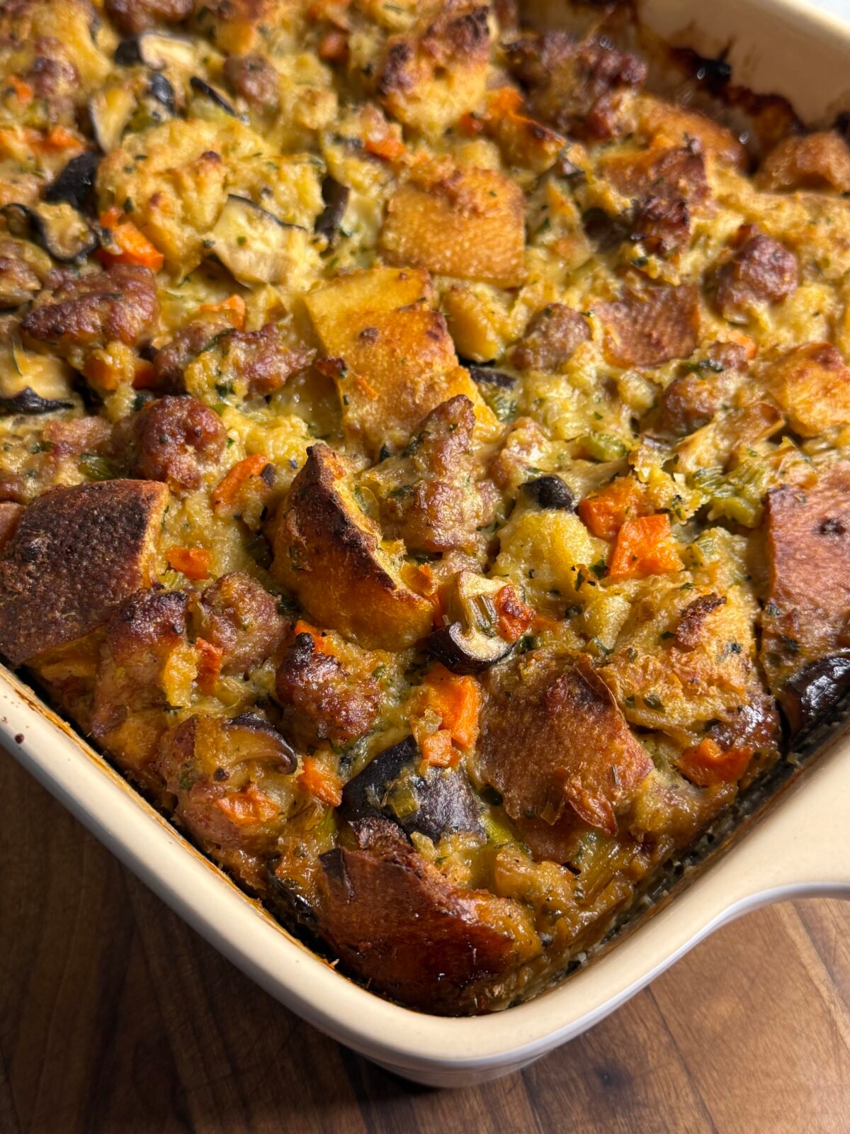 Sausage Leek "Bread Pudding" Stuffing - Alessandra Ciuffo